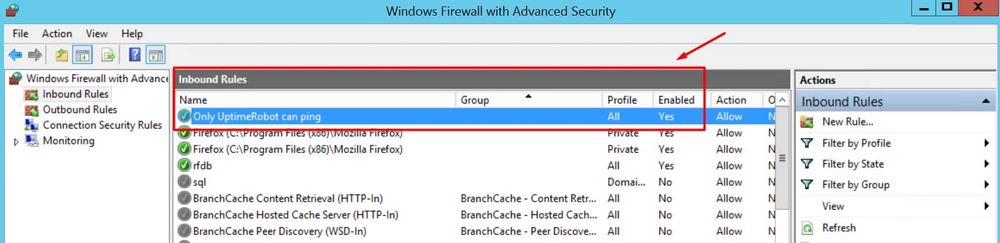 Enable ICMP (PING) on Windows Firewall with Advanced Security